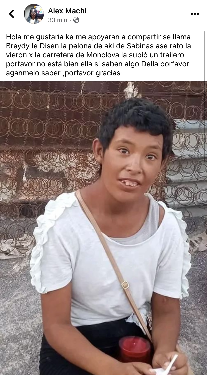 Desaparece Breidy “La pelona” de Sabinas - NRT México