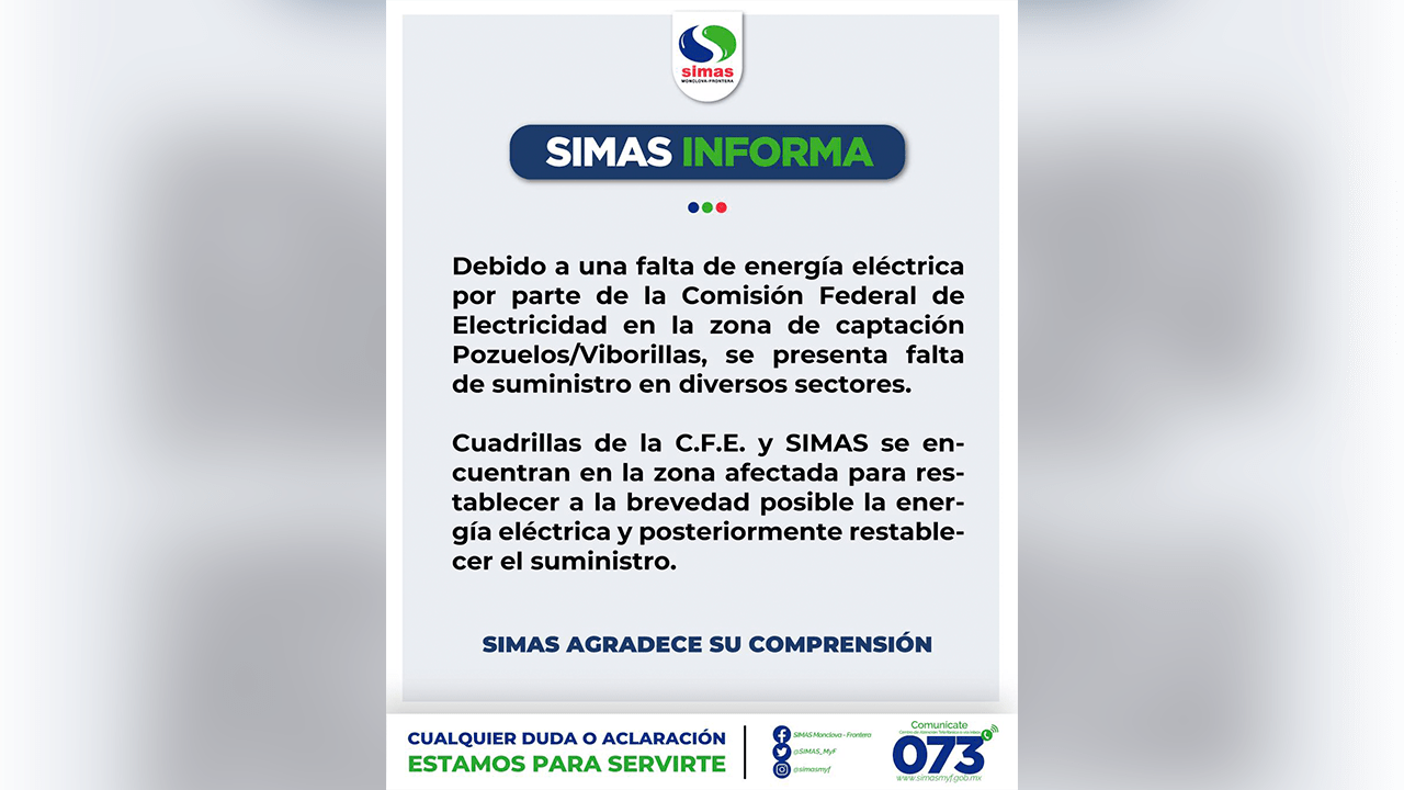 Corte de energía afecta suministro de agua en varias colonias de ...